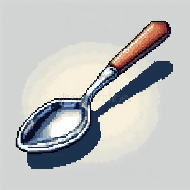 Spoon portrait, pixel art stock illustration. Illustration of gadget ...