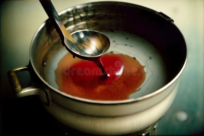 A Spoon in a Pot Filled with Liquid. Generative AI Stock Illustration ...