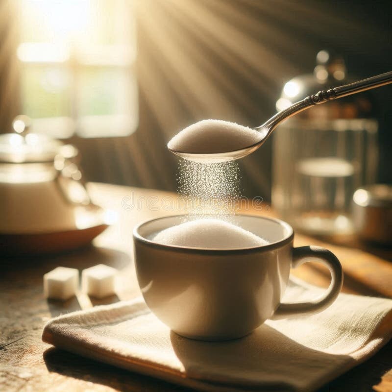 Spoon Pouring Sugar into Cup Stock Illustration - Illustration of sweet ...