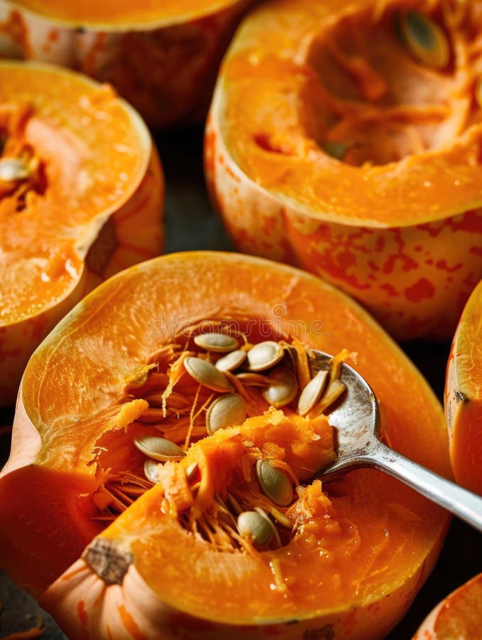 A Spoon Resting Inside a Carved Pumpkin Stock Photo - Image of ...