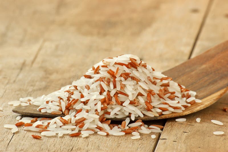 Spoon rice mixture on rice stock image. Image of vegetarian - 55012983