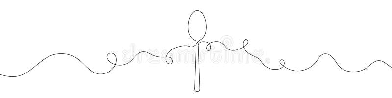 Spoon Shape in Continuous Line Drawing Style. Line Art of Spoon ...