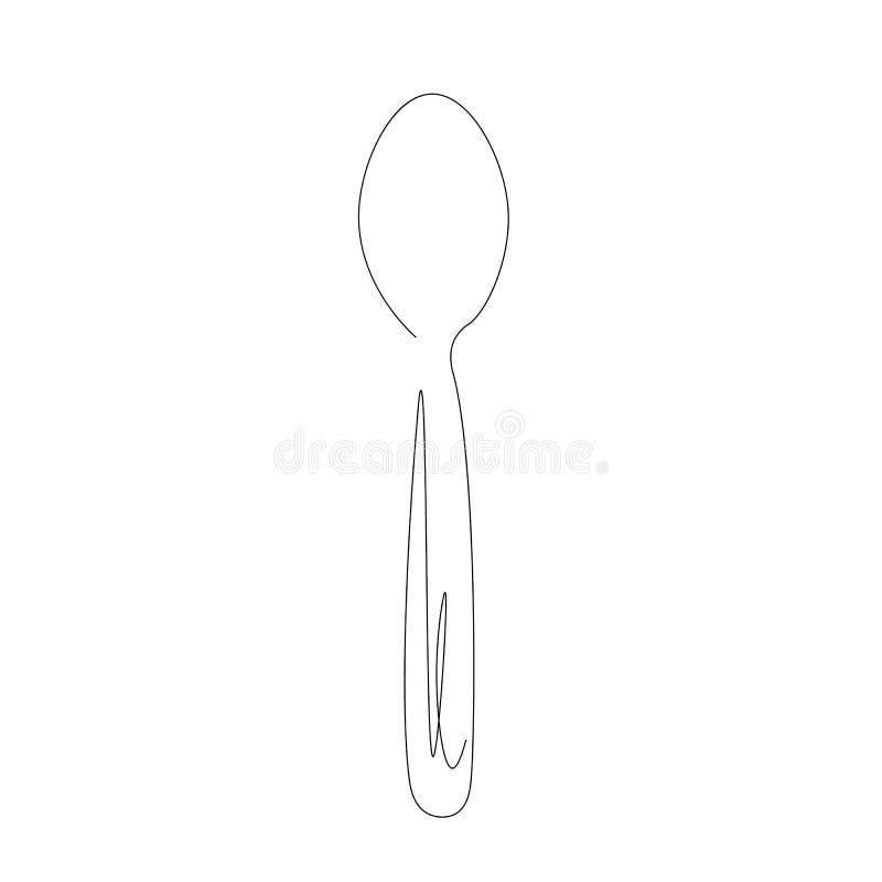 Spoon Silhouette One Line Drawing Stock Illustration - Illustration of ...