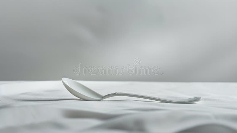 A Spoon is Sitting on a White Sheet of Fabric, AI Stock Photo - Image ...