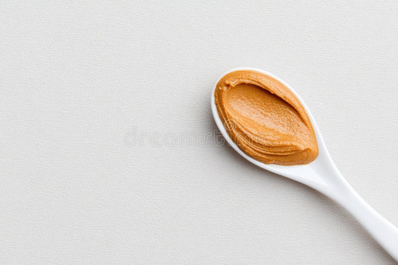 Spoon with Smooth Peanut Butter on White. Stock Illustration ...