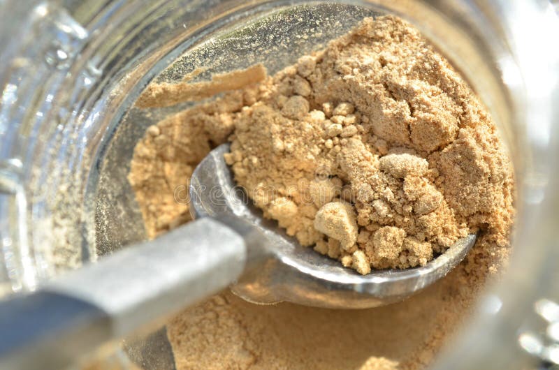Spoon in Spice Jar of Ginger Powder Stock Image - Image of powder ...
