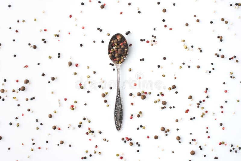 Spoon with Spilled Peppercorns Stock Image - Image of spoon, smell ...