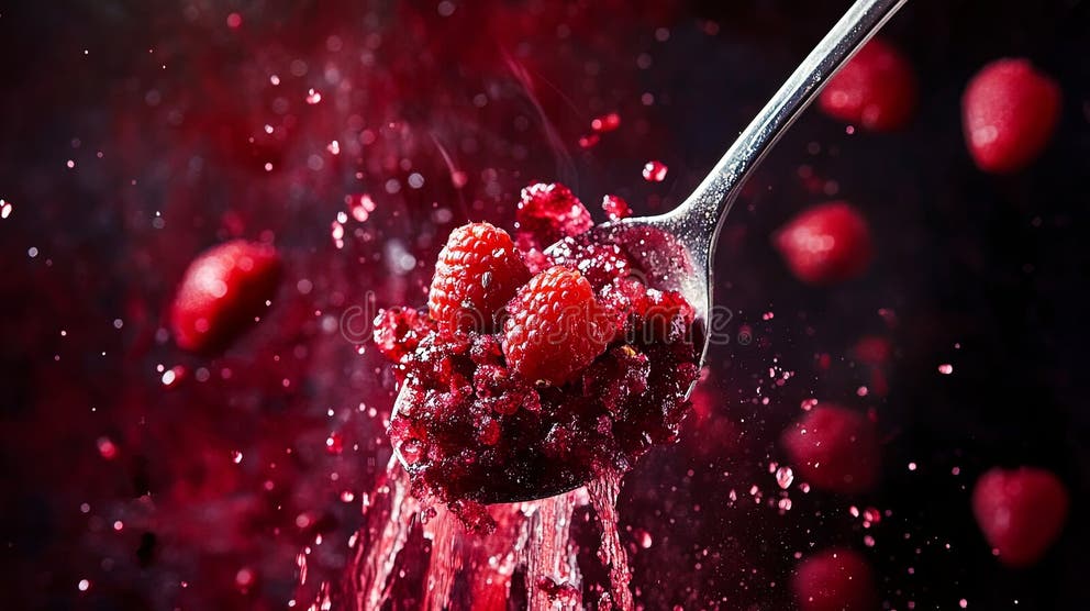 Spoon Stirring Crushed Fruit Blend, Slow Motion and Bold Tones . Stock ...