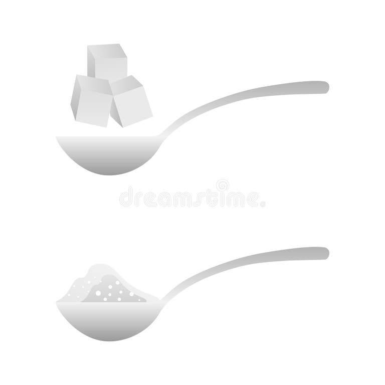 Spoon with Sugar Cubes and Powdered Sugar. Stock Illustration ...