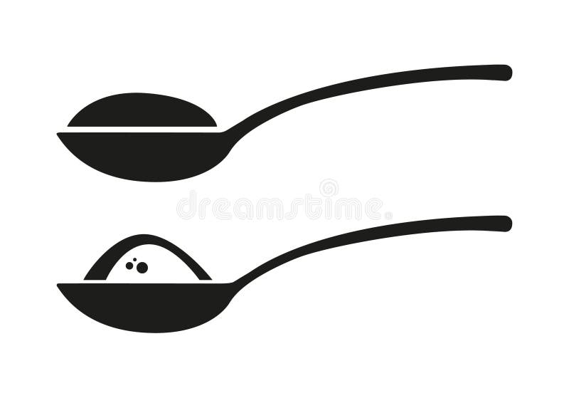Spoon with Sugar Salt Icon. Teaspoon Side View Powder for Tea or Coffee ...