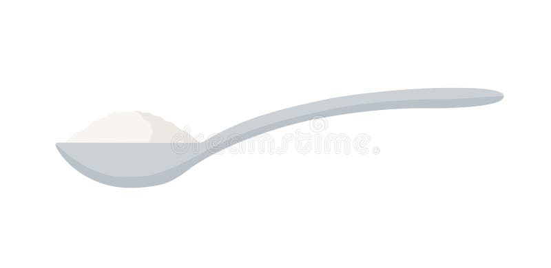 Spoon with Sugar or Salt Isolated on White Background. Spoon Side View ...