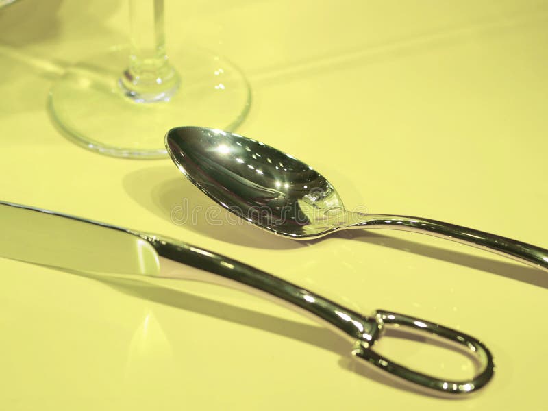 Spoon on table stock image. Image of knife, glitter, bright - 13217357