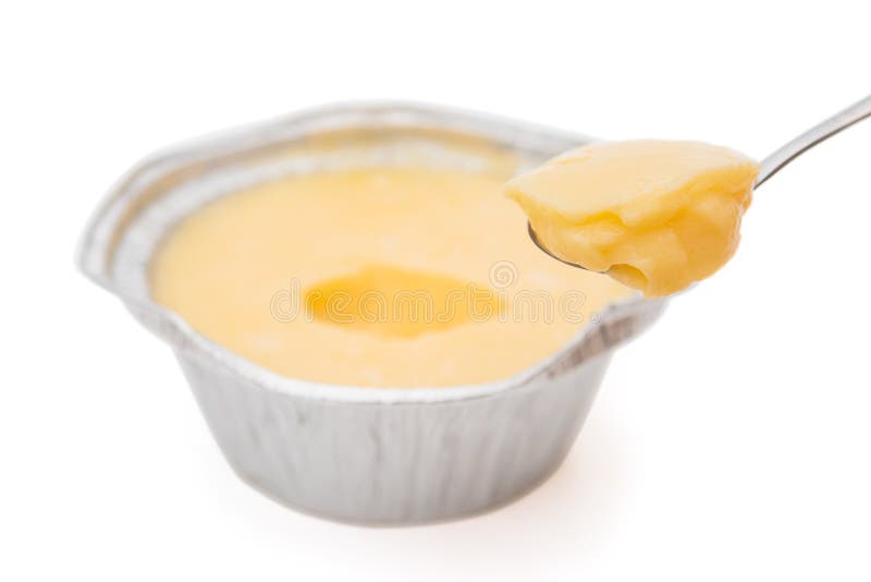 Spoon Taking Out Fresh Pudding Stock Photo - Image of dessert, sugar ...