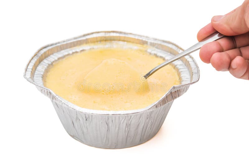 Spoon Taking Out Fresh Pudding Stock Photo - Image of fresh, gourmet ...