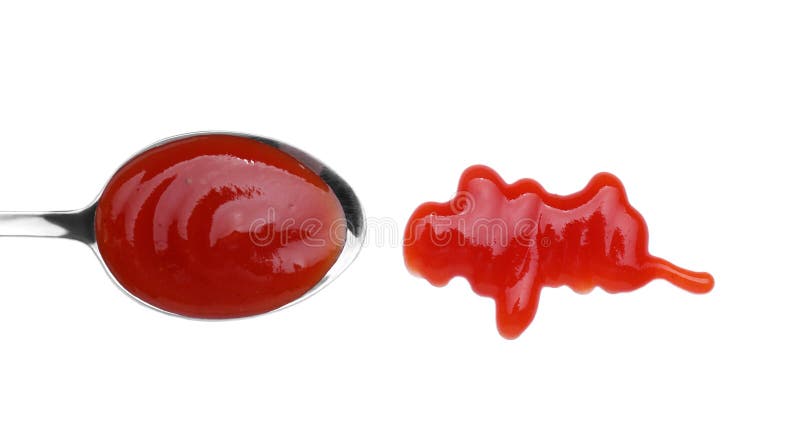 Tasty Ketchup Smear Isolated on White, Top View Stock Photo - Image of ...