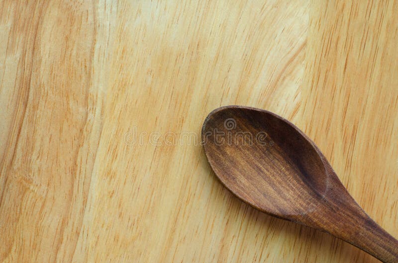 Spoon on the wood plate stock image. Image of cook, restaurant - 79710217