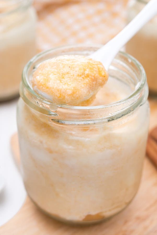 Spoon of Yogurt with Spiced Pumpkin Puree Stock Photo - Image of meal ...