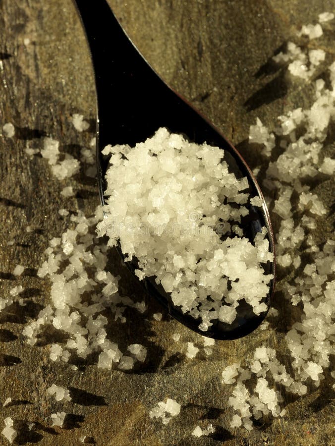 Spoonful of Fleur De Sel Sea Salt from Gu Rande Stock Photo - Image of ...