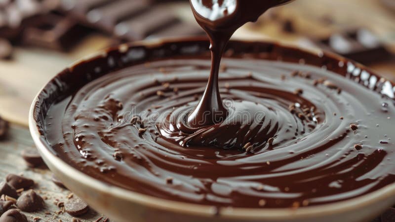 Spoonful of Melted Chocolate in Bowl Stock Image - Image of melted ...