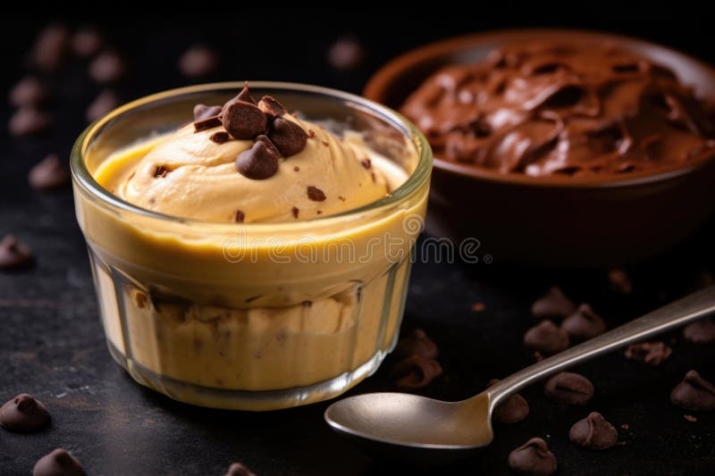 A Spoonful of Pudding Next To a Pudding Bowl Stock Image - Image of ...