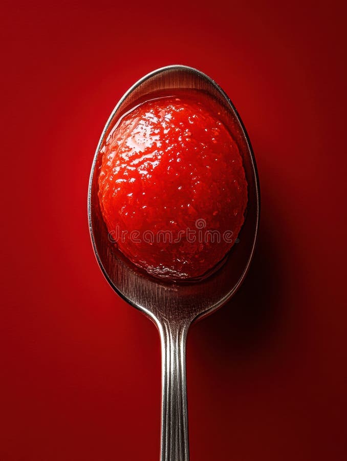 A Spoonful of Red Sauce is Shown on a Red Background Stock Illustration ...
