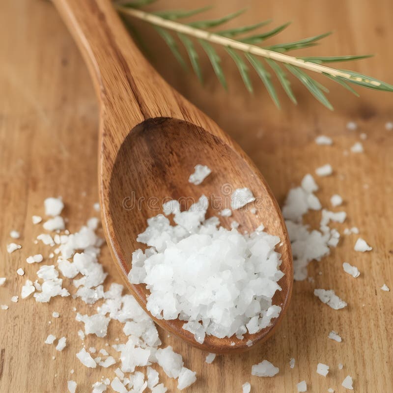 A Spoonful of Salt is on a Wooden Table Stock Illustration ...