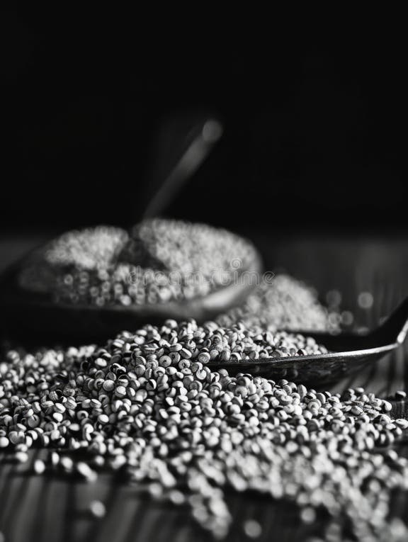 Spoonful of Seeds is Spread Out on a Table Stock Image - Image of wood ...