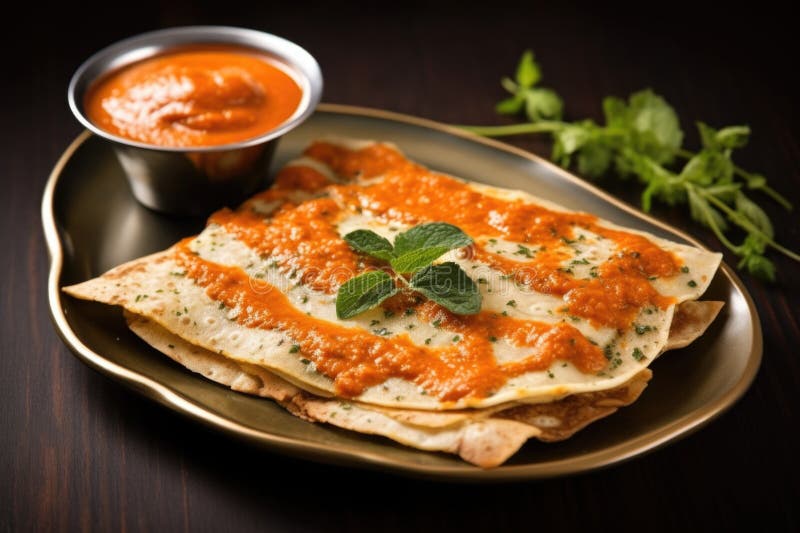 Spooning Paneer Butter Masala Over Crisp Dosa Stock Image - Image of ...