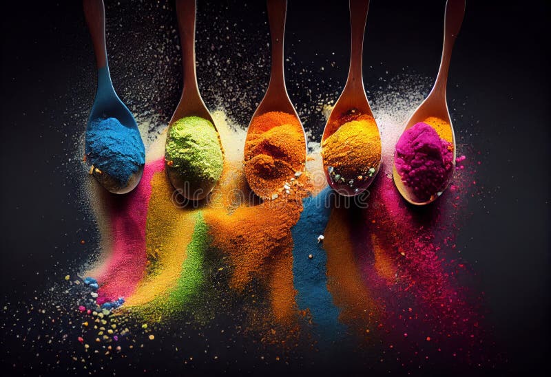 Spoons with Different Colored Species. Created with Generative AI ...