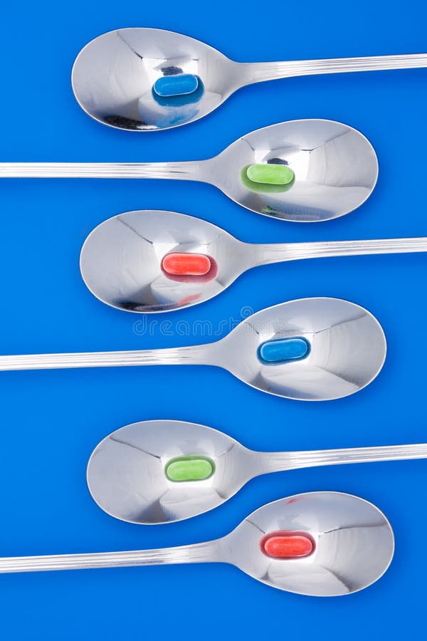 Spoons with Different Drugs Stock Photo - Image of prescription ...