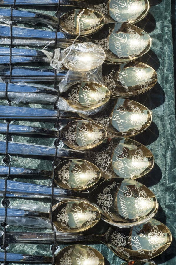 Spoons in gift packaging. stock image. Image of meal - 122298375