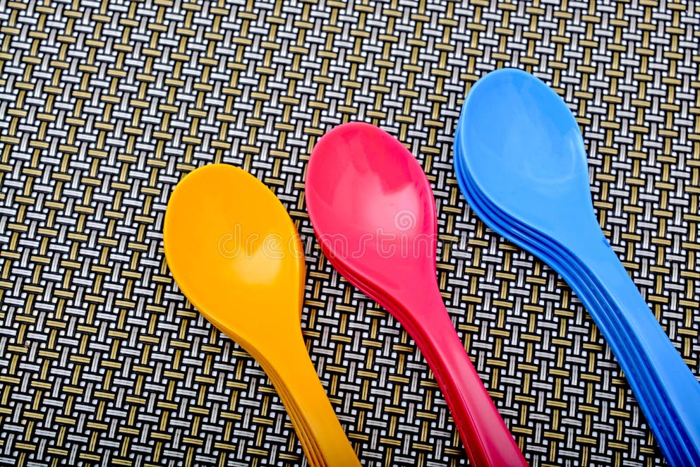 Spoons Isolated on Pattern Background Stock Photo - Image of utensil ...