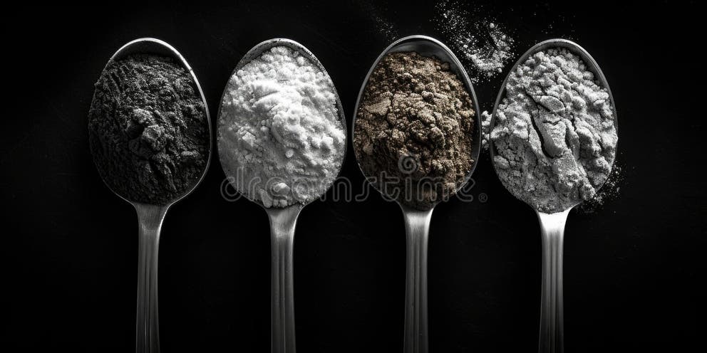 Spoons with powders stock image. Image of chemistry - 372114057