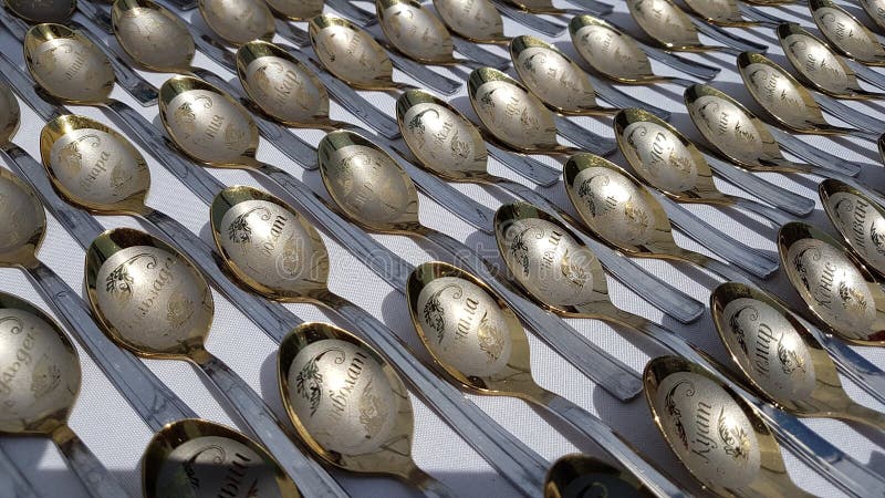 Spoons for Souvenirs with a Name. Stock Photo - Image of souvenirs ...