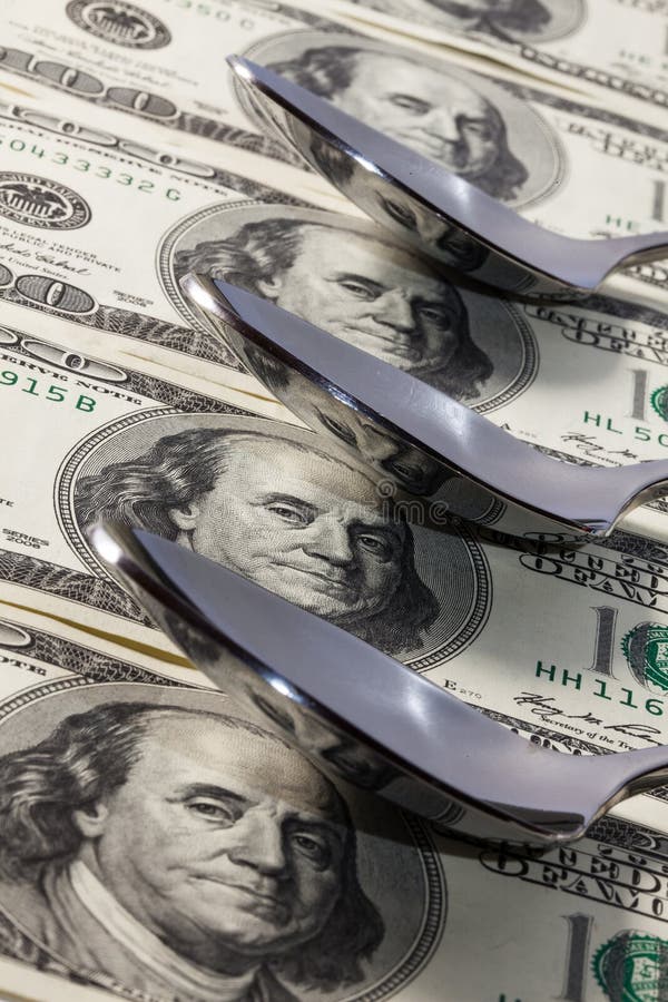 Spoons from Stainless Steel and US Money Stock Photo - Image of ...