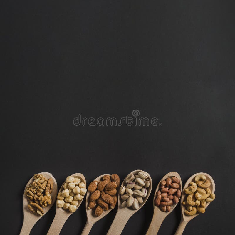Spoons with Various Nuts. High Quality Photo Stock Image - Image of ...