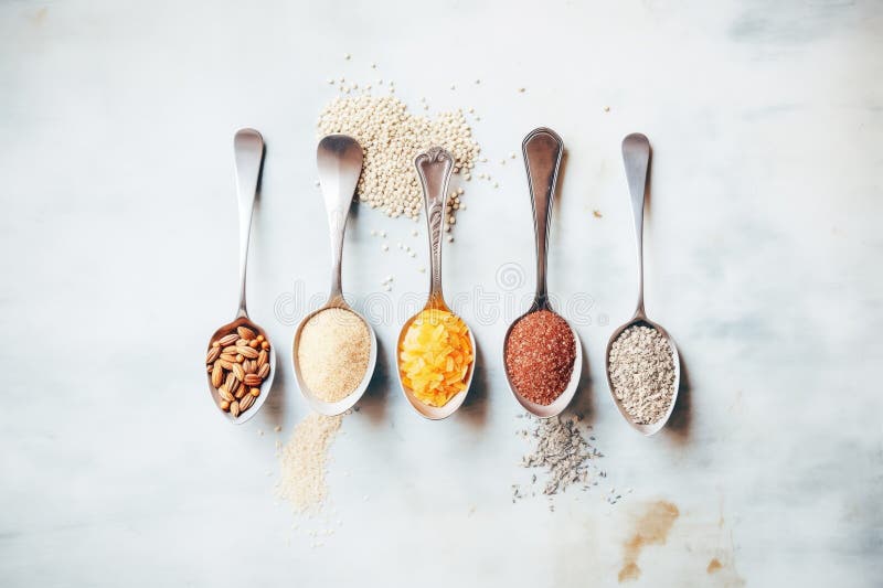Spoons of Various Unprocessed Whole Grains Stock Image - Image of ...