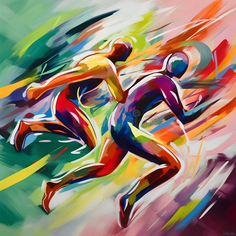 Sport Abstract Colors Forms Movement Two Generative AI Stock ...
