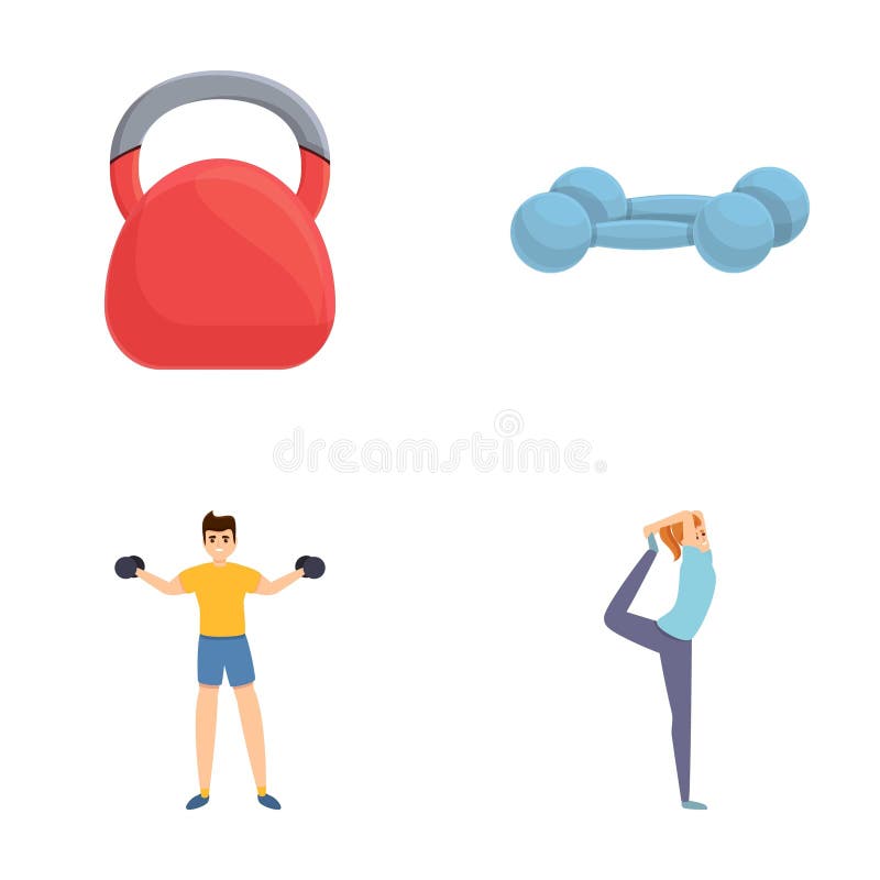 Sport Activity Icons Set Cartoon Vector. People Doing Sport or Physical ...