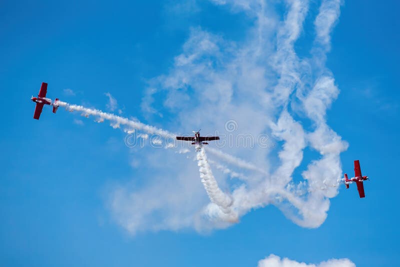 Sport Aircraft Perform Acrobatics At Air Shows Looping, Military ...