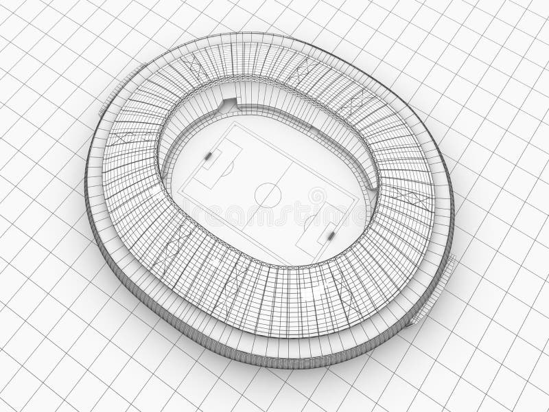 Sport Arena. 3d Illustration in Wireframe View Stock Illustration ...