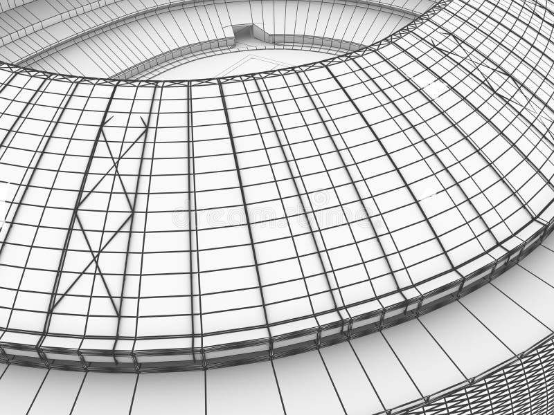 Sport Arena. 3d Illustration in Wireframe View Stock Illustration ...