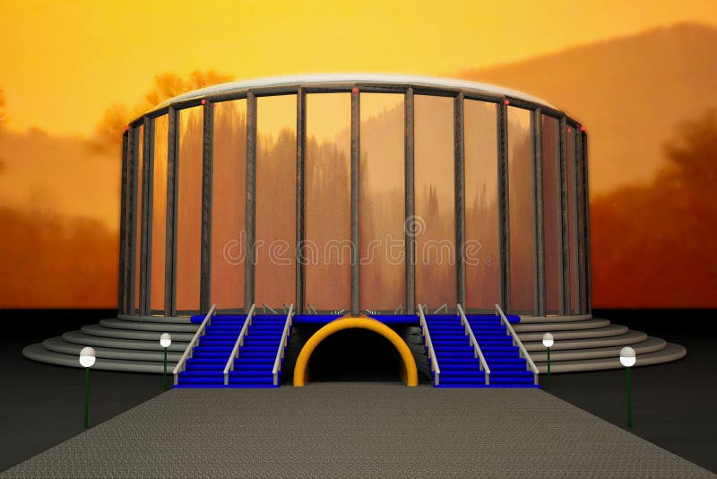 Sport Arena Under Sunset Sky Stock Illustration - Illustration of ...