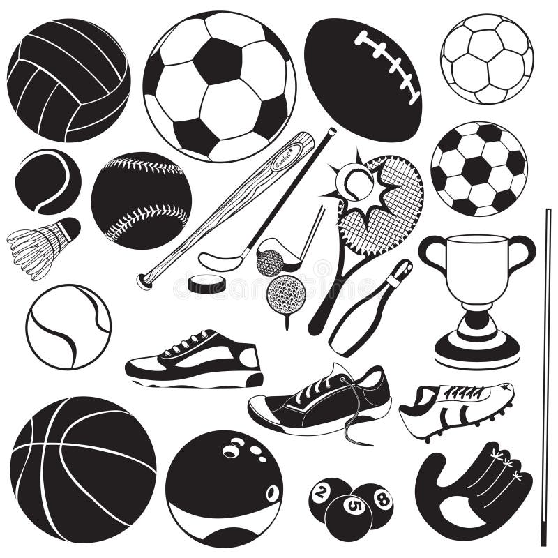 Sport Ball Black Vector Icons Stock Vector - Illustration of sports ...