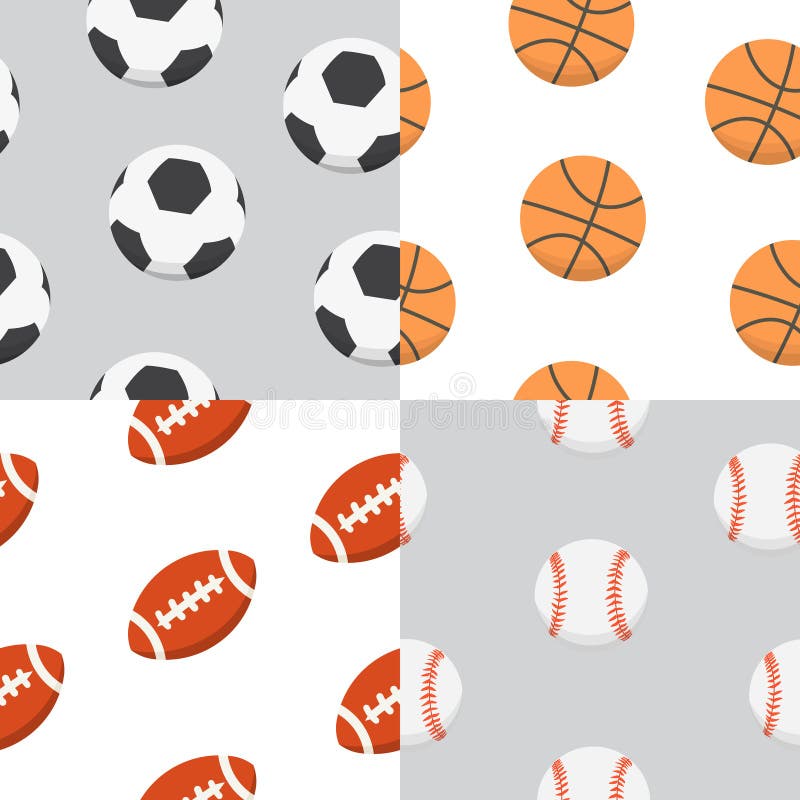 Sport Ball Pattern. Vector Seamless Background. Sporting Equipment ...