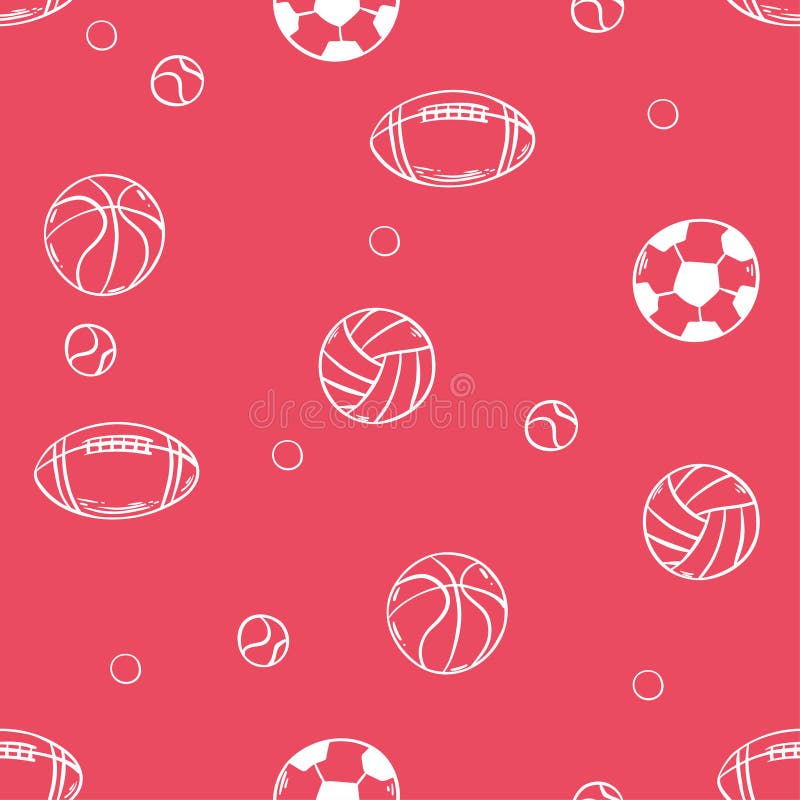 Sport Ball Seamless Pattern Vector Pink White Stock Photo - Image of ...