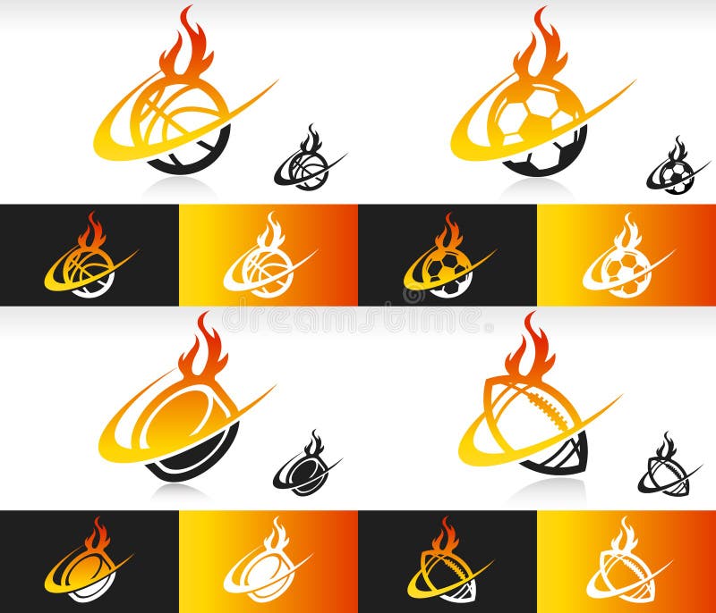 Fire Swoosh Sport Balls Icons Stock Vector - Illustration of football ...