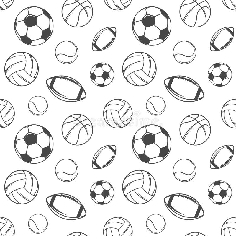 Sport Balls Seamless Pattern Stock Vector - Illustration of drawing ...