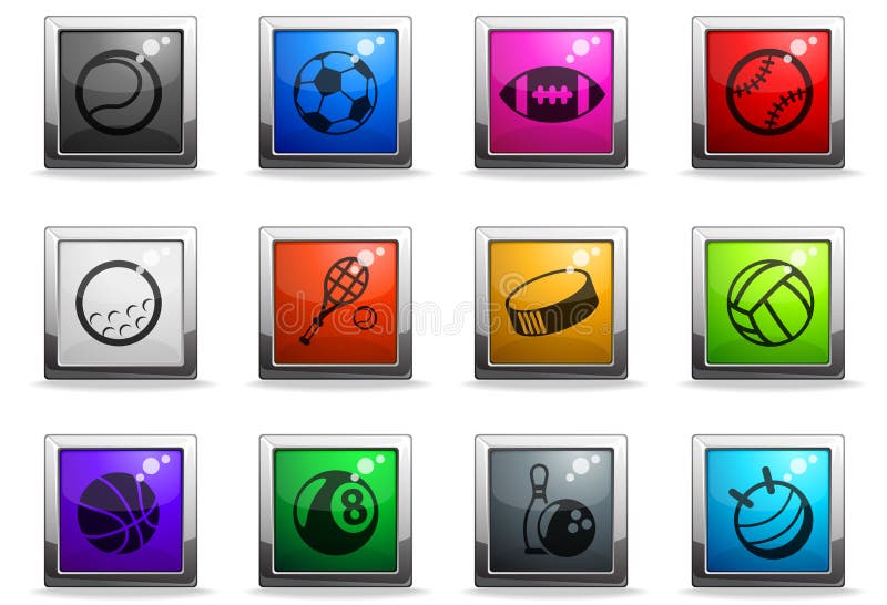 Sport balls icon set stock vector. Illustration of washer - 122110421