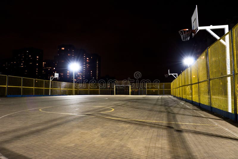 Sport Basketball Court at Night Stock Photo - Image of night, outdoors ... Sport Basketball Court at Night Stock Photo - Image of night, outdoors ...